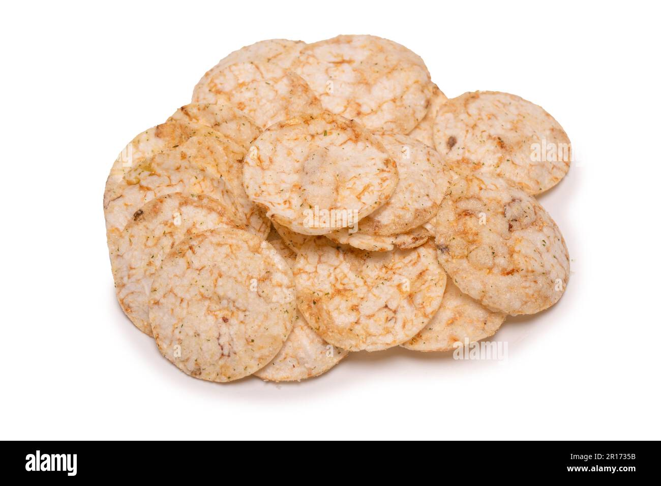 Rice chips isolated on a white background Stock Photo - Alamy
