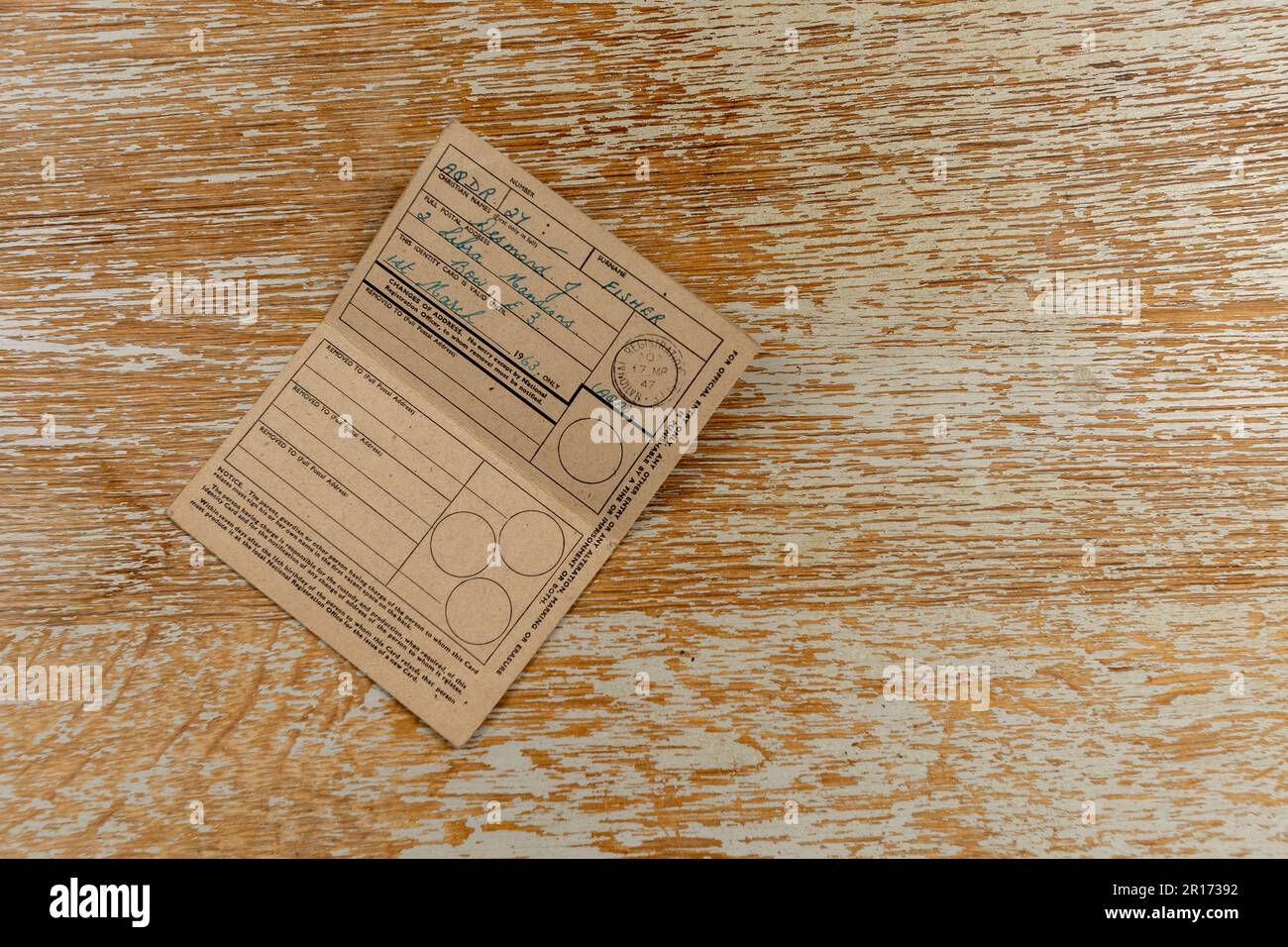 From the 1940s a United Kingdom national identity card for a child ...