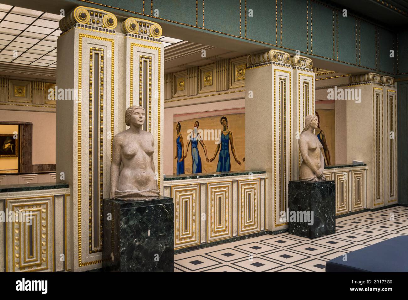 Sculptures in the interior of the Neo-Greek Secession style ...