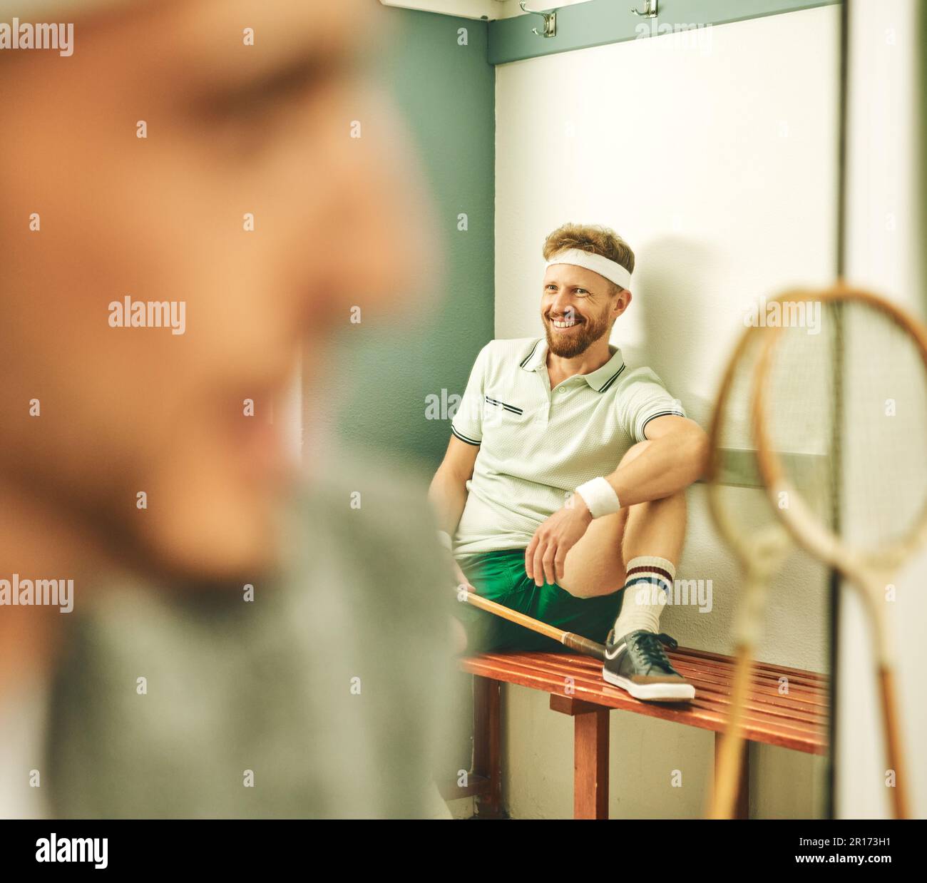 First we smash it out, then we chill it out. a young man taking a break ...