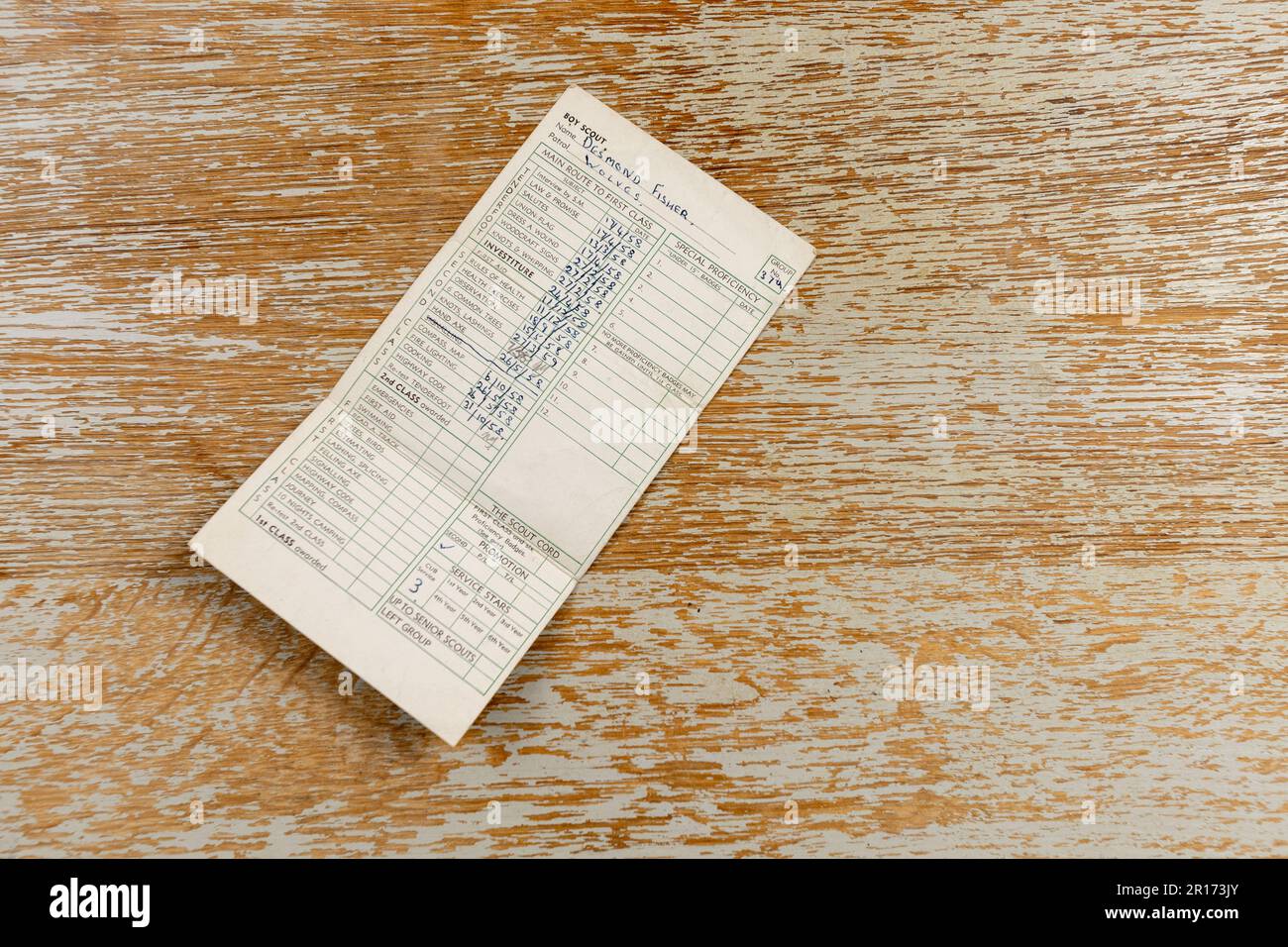 Worn Boy Scout Membership Card from 1958 for the 37th Poplar in East ...