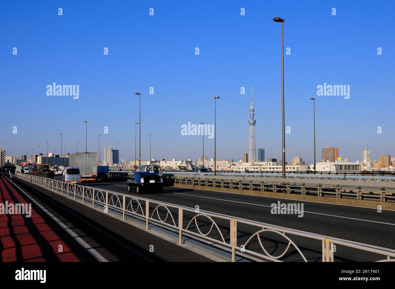 Komatsugawa bridge and Tokyo sky tree Stock Photo - Alamy
