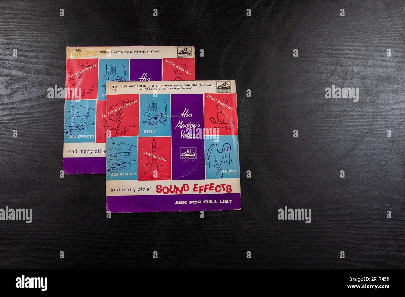 HMV 7inch vinyl record with multiple sound effects Stock Photo - Alamy