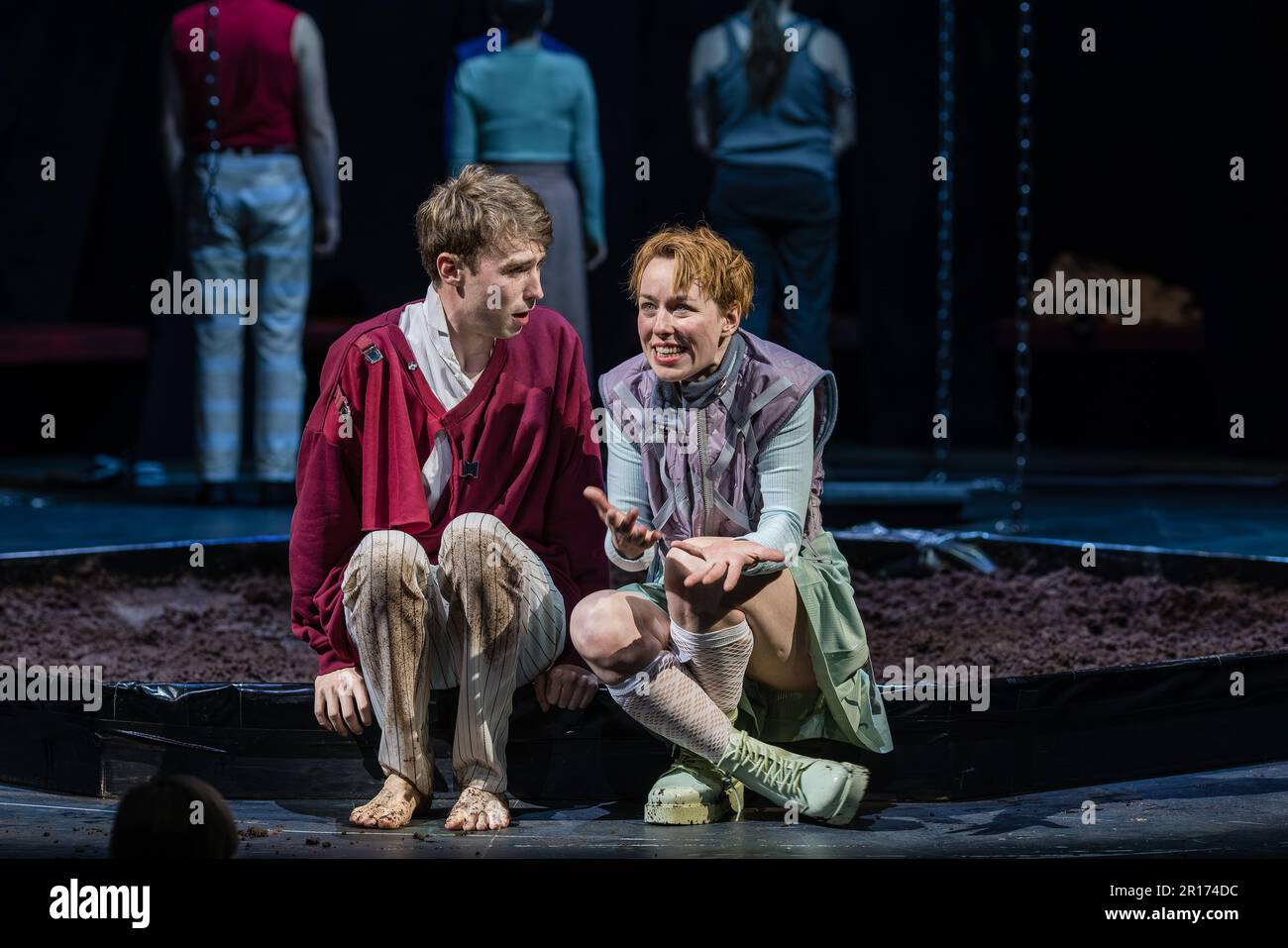 Cottbus, Germany. 10th May, 2023. Actor Torben Appel (Alan) and actress ...