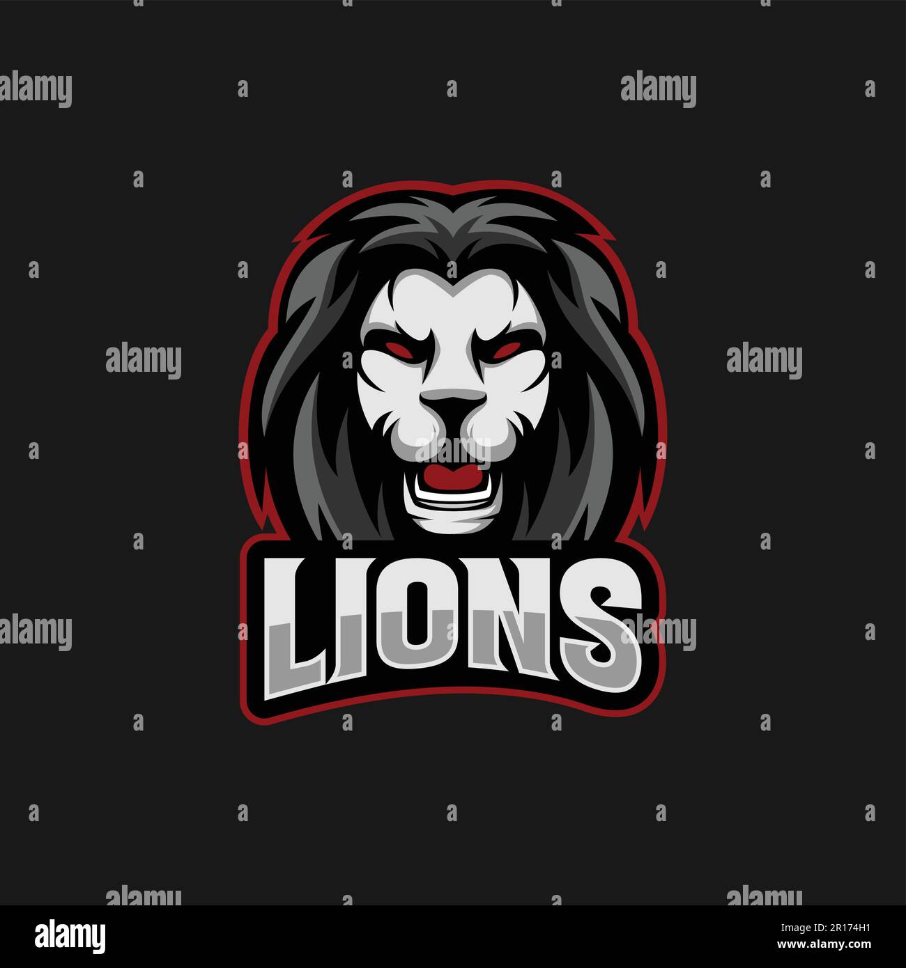 Lion Head With Text Mascot Logo - Animals Mascot Esports Logo Vector ...