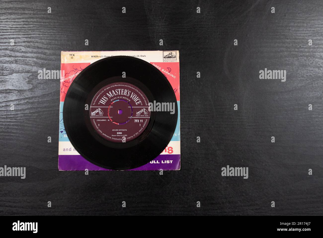 HMV 7inch vinyl record with multiple sound effects Stock Photo - Alamy
