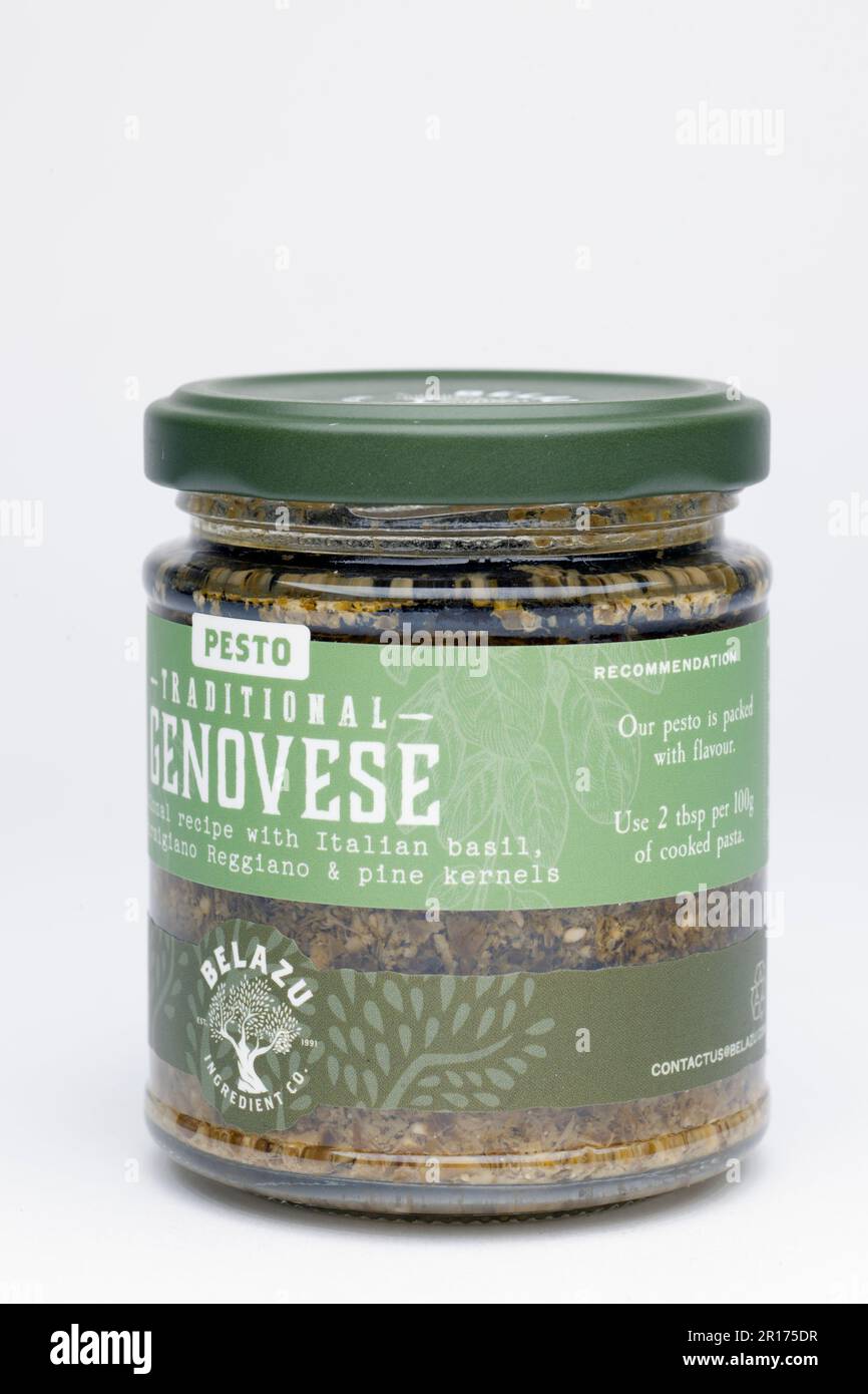 Jar of Belazu Traditional Genovese Pesto Stock Photo - Alamy