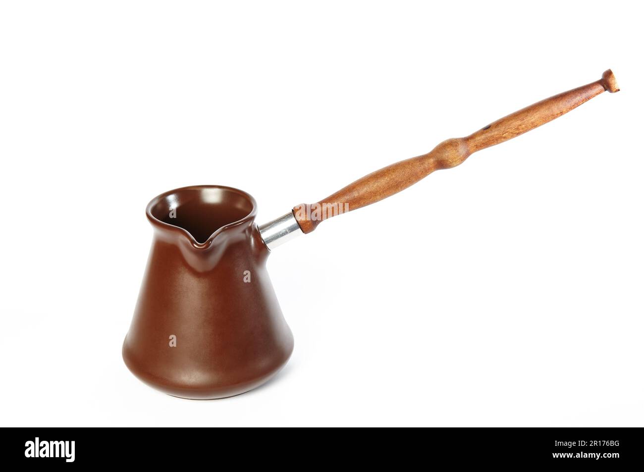 Coffee turk isolated white background. Clay cezve for making coffee ...