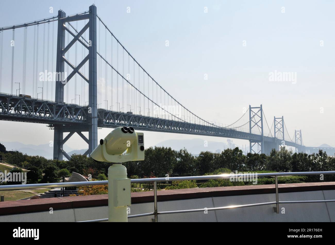 Viewing Seto Ohashi Bridge from Honshi Expressway, Yoshima parking area ...