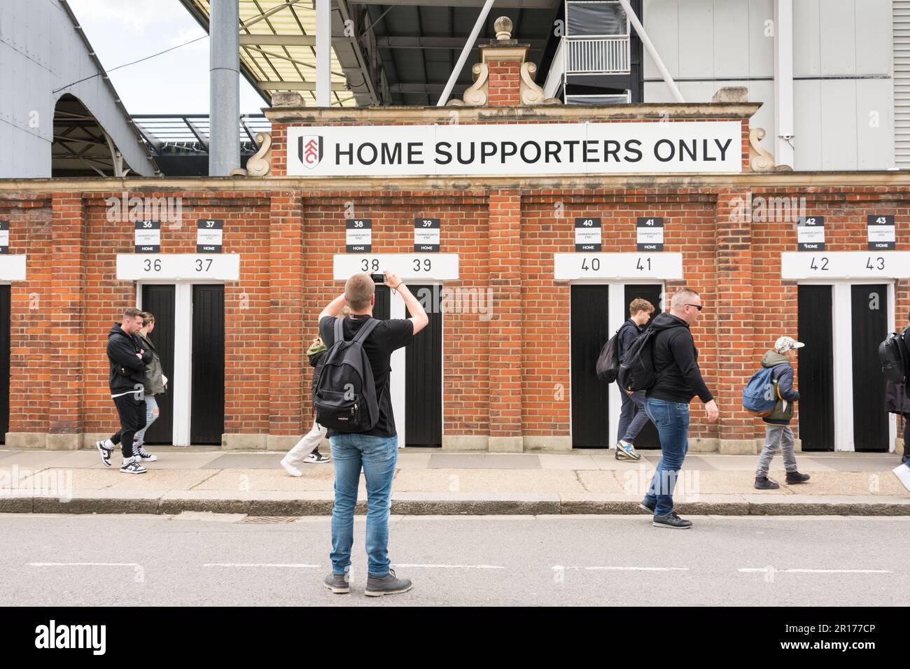 Supporters outside the turnstiles at Craven Cottage the home of Fulham ...