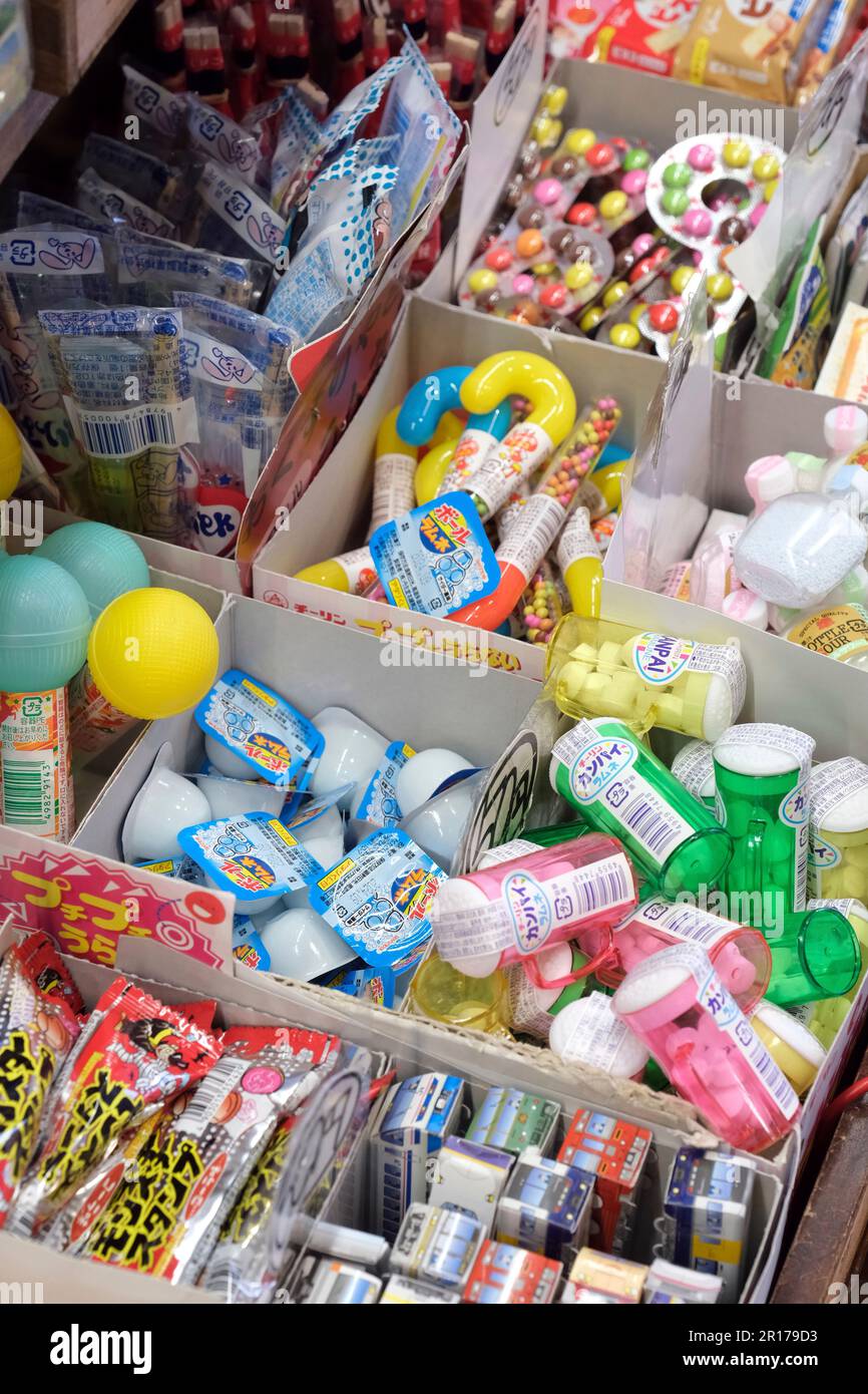 A photo shows an old-fashioned penny candy store in Nakano Ward, Tokyo ...