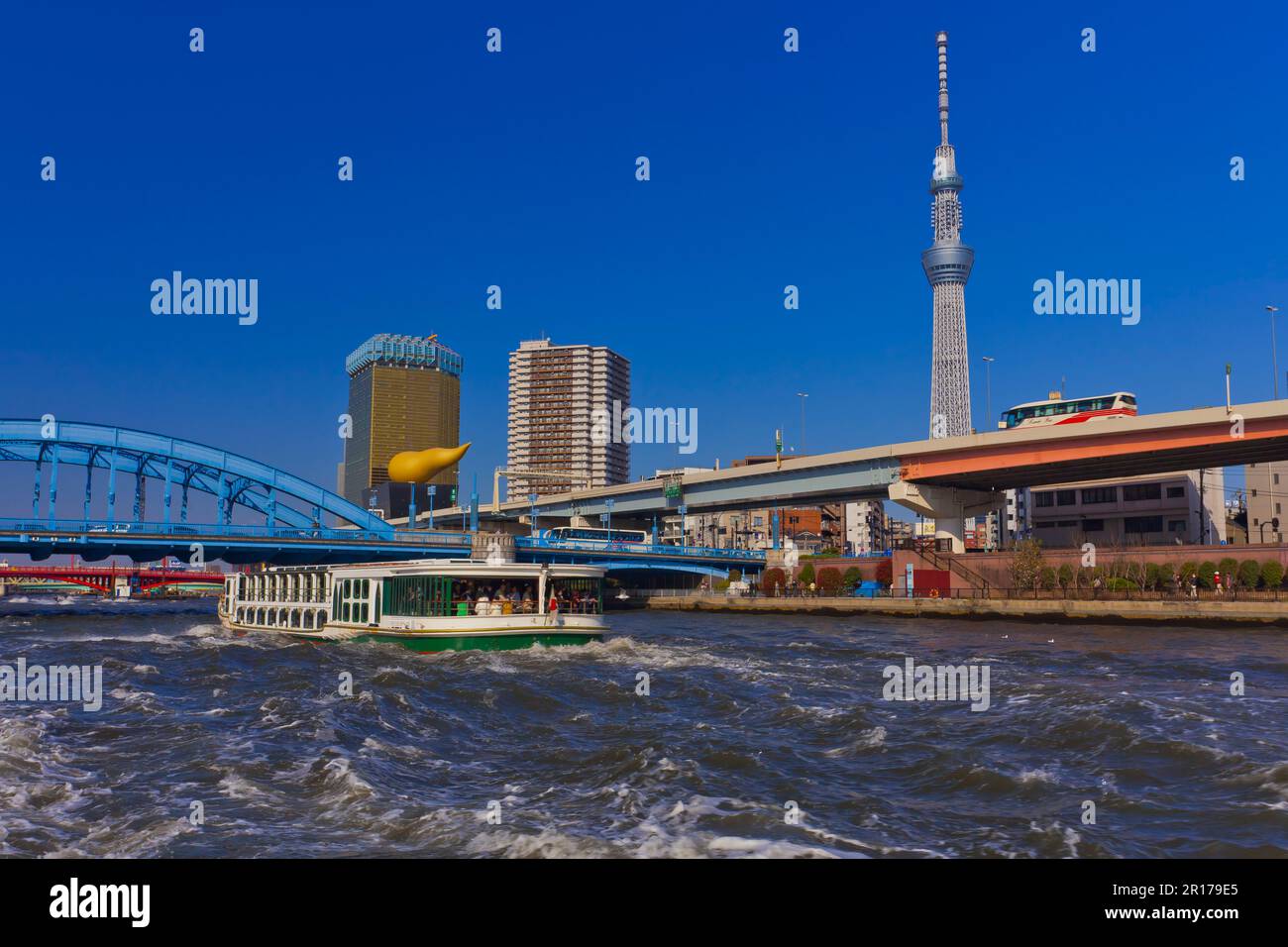 Tokyo Sky Tree seen from Sumida River water bus Stock Photo - Alamy