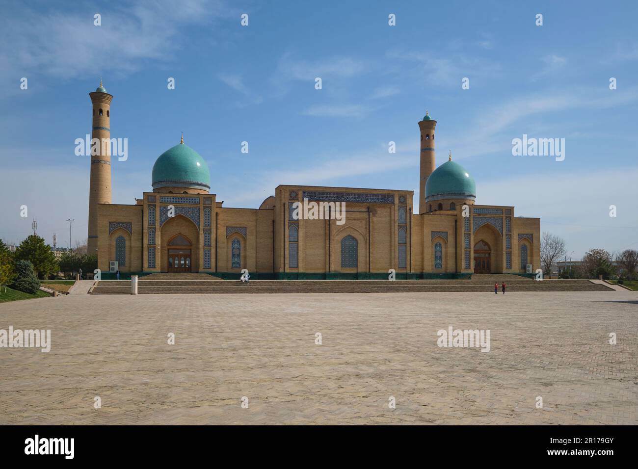 The back, rear view of the mosque from the center square, plaza. At the ...