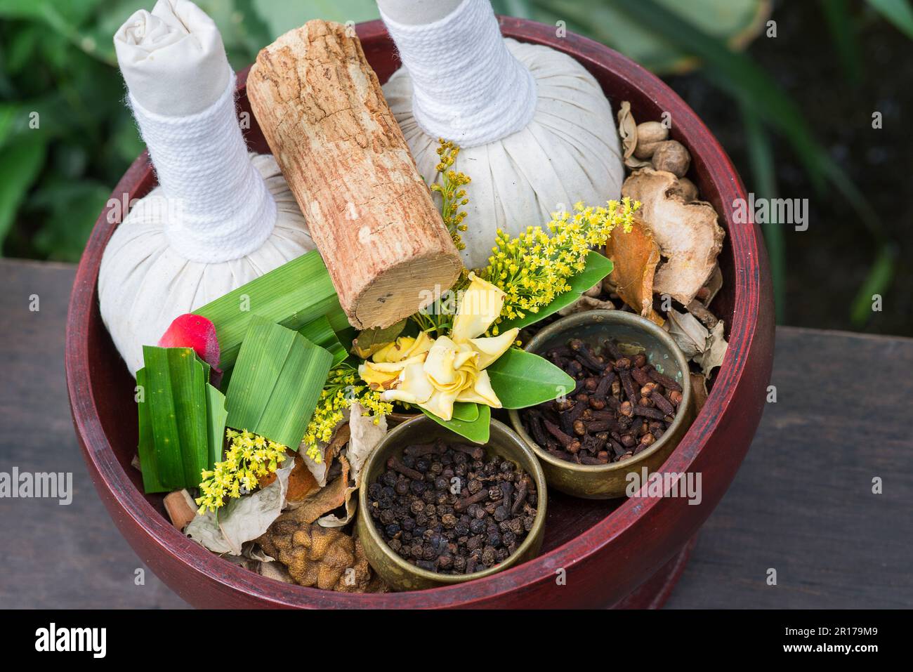 Thai traditional Herbal balls and herbs Stock Photo - Alamy