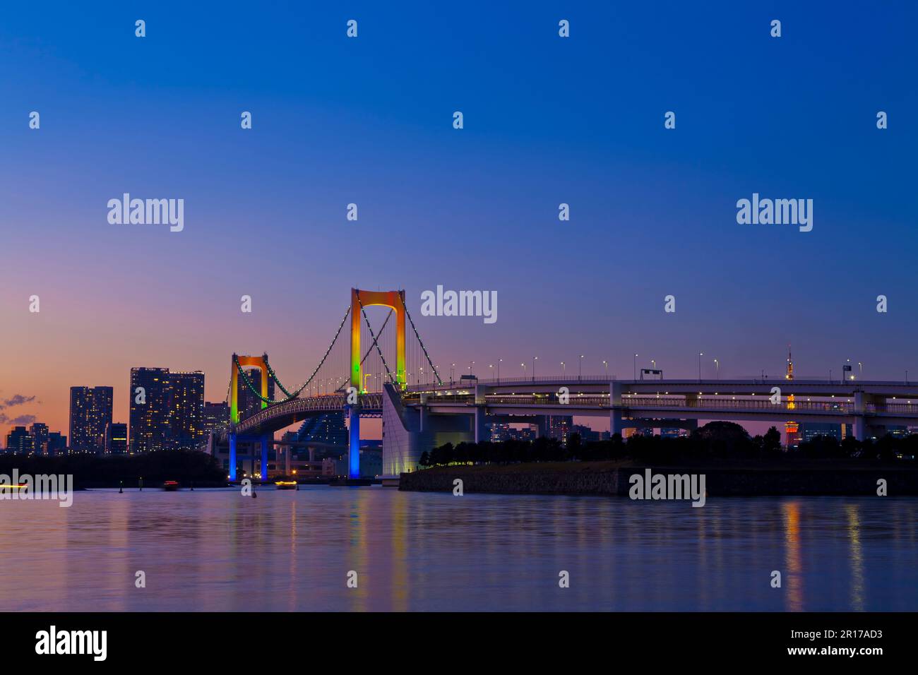 Lighted up Rainbow Bridge Stock Photo - Alamy