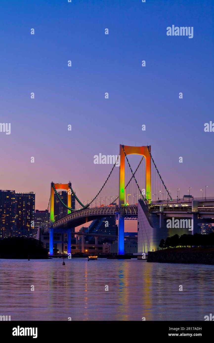 Lighted up Rainbow Bridge Stock Photo - Alamy
