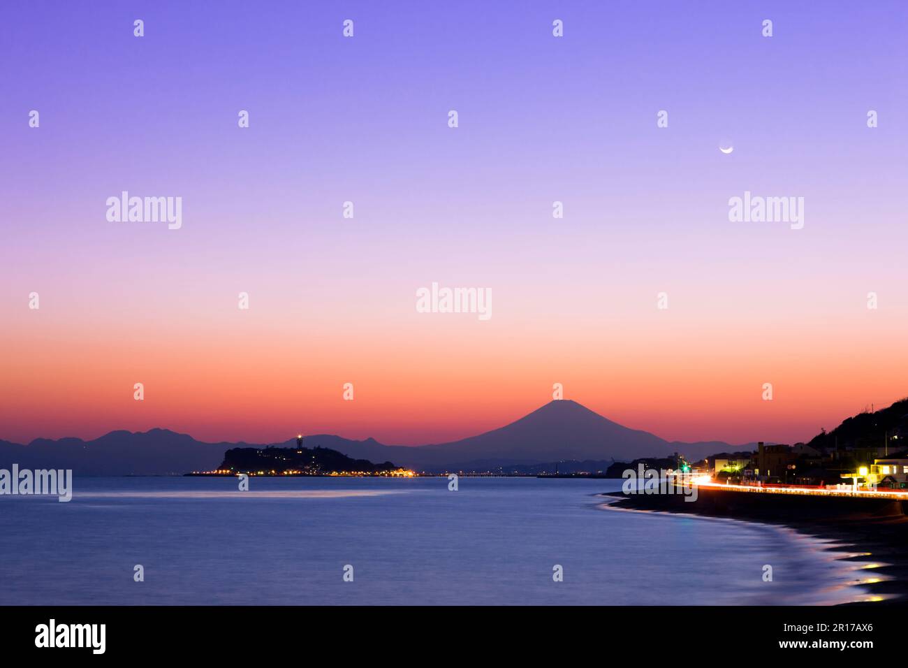 Mount Fuji and Enoshima at sunset Stock Photo - Alamy