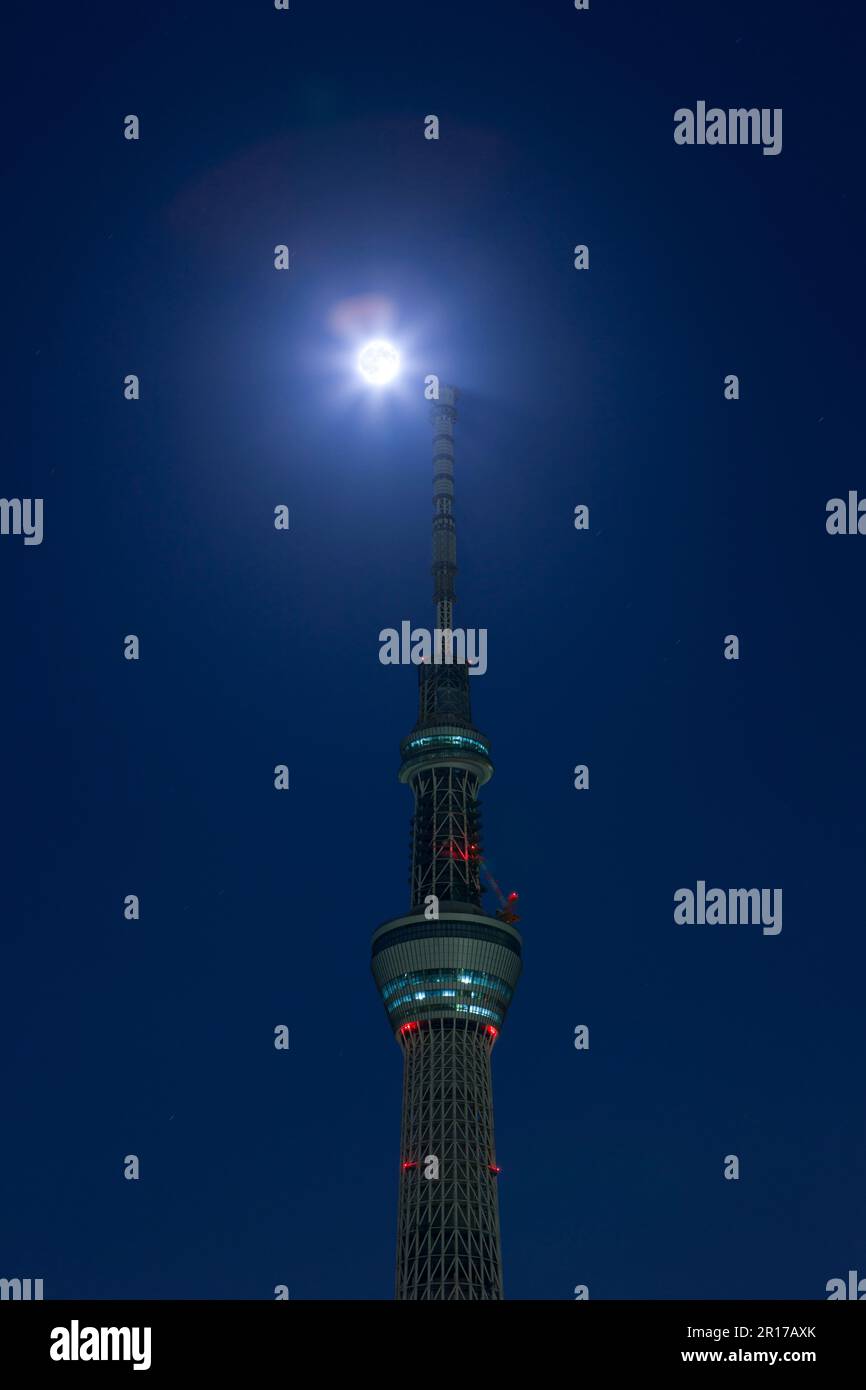 Tokyo tower and moon hi-res stock photography and images - Alamy
