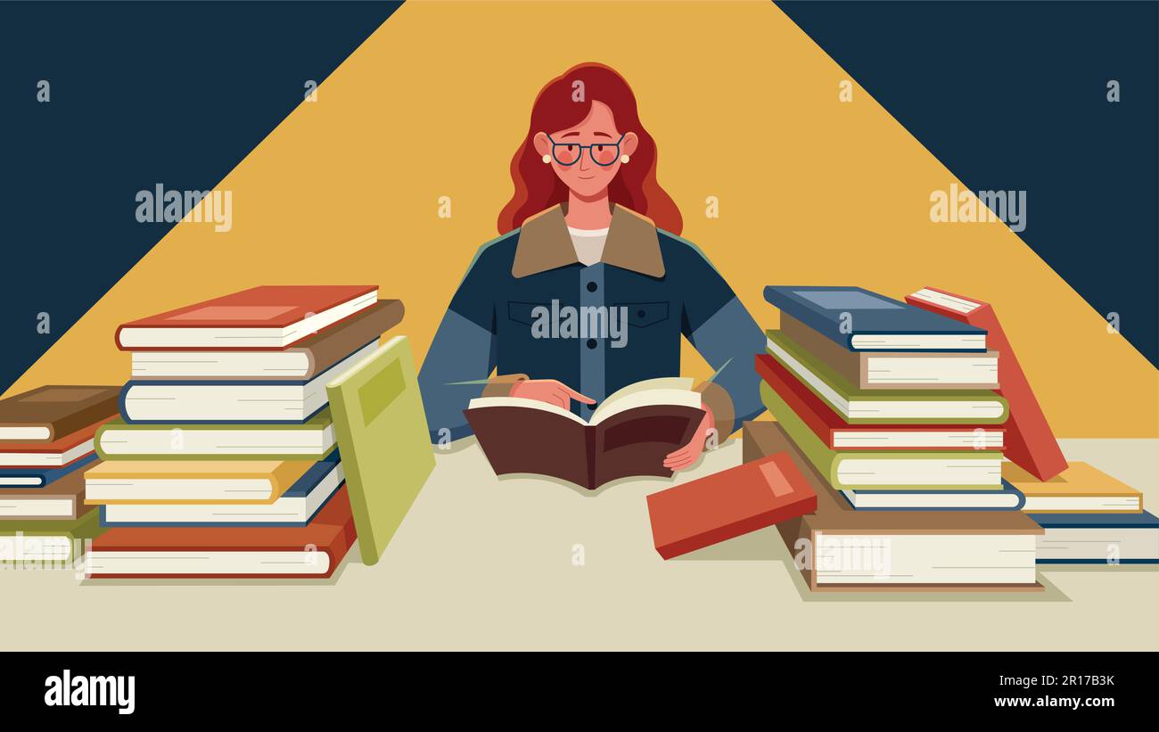 Girl Reading Book Flat Design Stock Vector Image & Art - Alamy