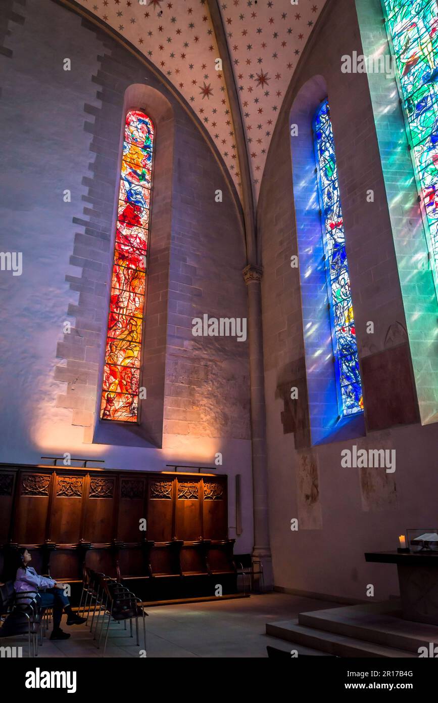 Switzerland zurich fraumunster stained glass hi-res stock photography ...
