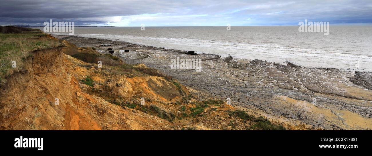 The eroded cliffs at Walton on the Naze town, Tendring district, Essex ...