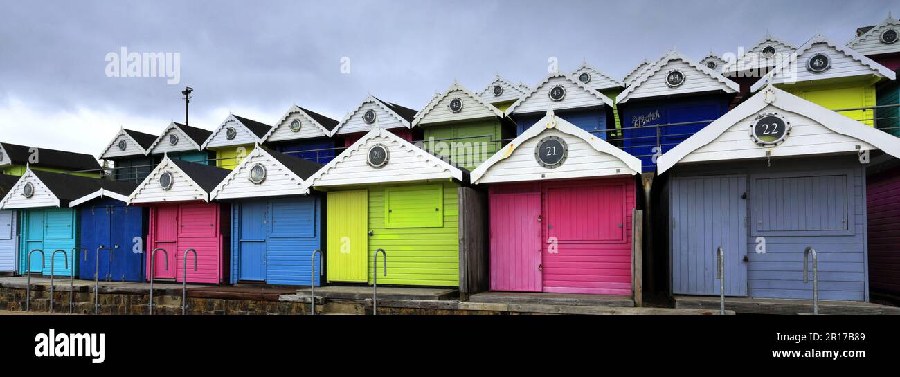 Beachuts on the promenade at Walton on the Naze town, Tendring district ...