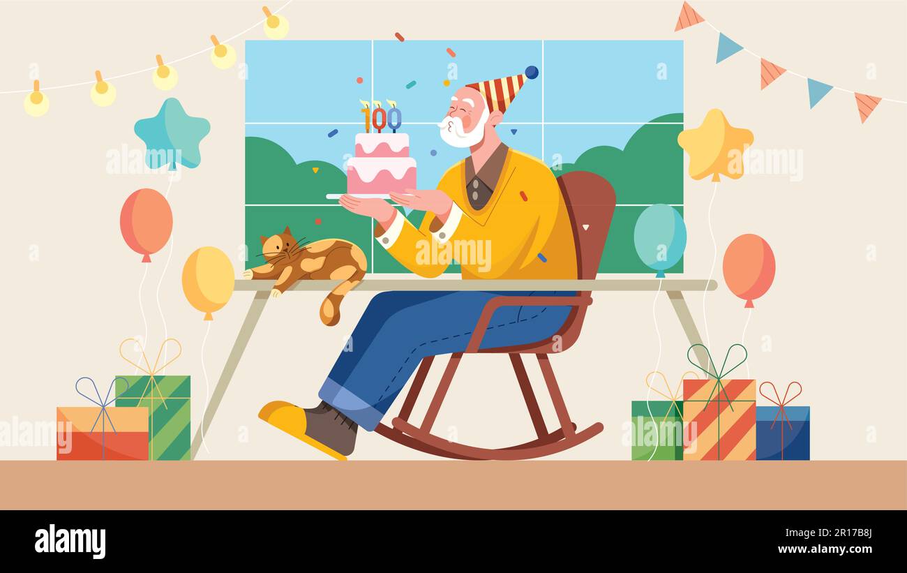 Hundred Years Old Man Stock Vector Image & Art - Alamy