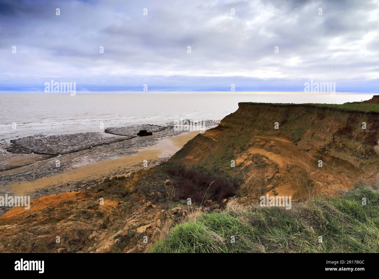 The eroded cliffs at Walton on the Naze town, Tendring district, Essex ...