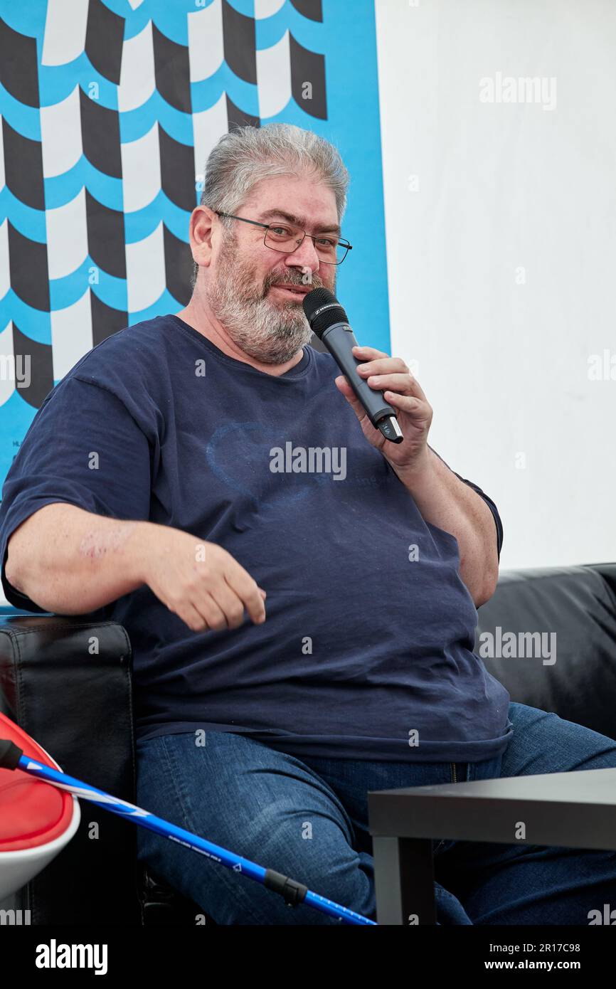English author and screenwriter Ben Aaronovitch speaks during the Book ...