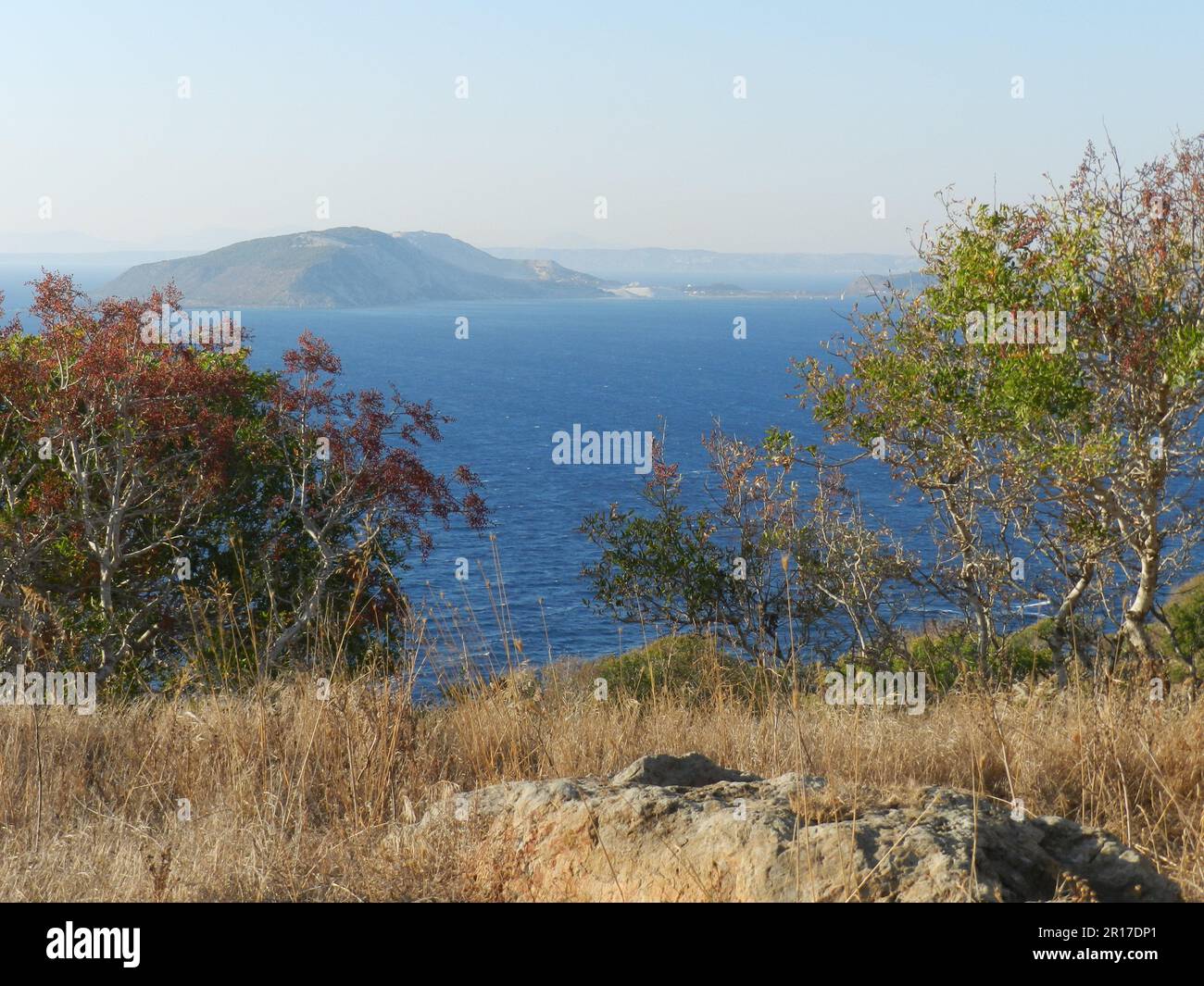 Greece, Island of Nisyros: view of the island of Gyali from the ...