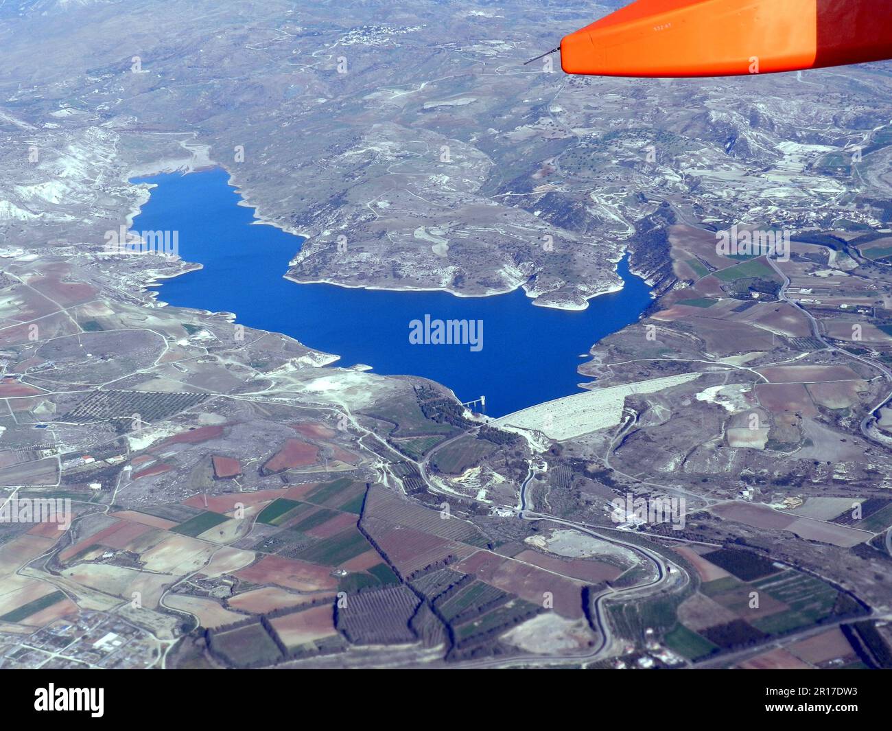 Cyprus, Paphos: aerial view of Asprokremnos Dam and Reservoir Stock ...