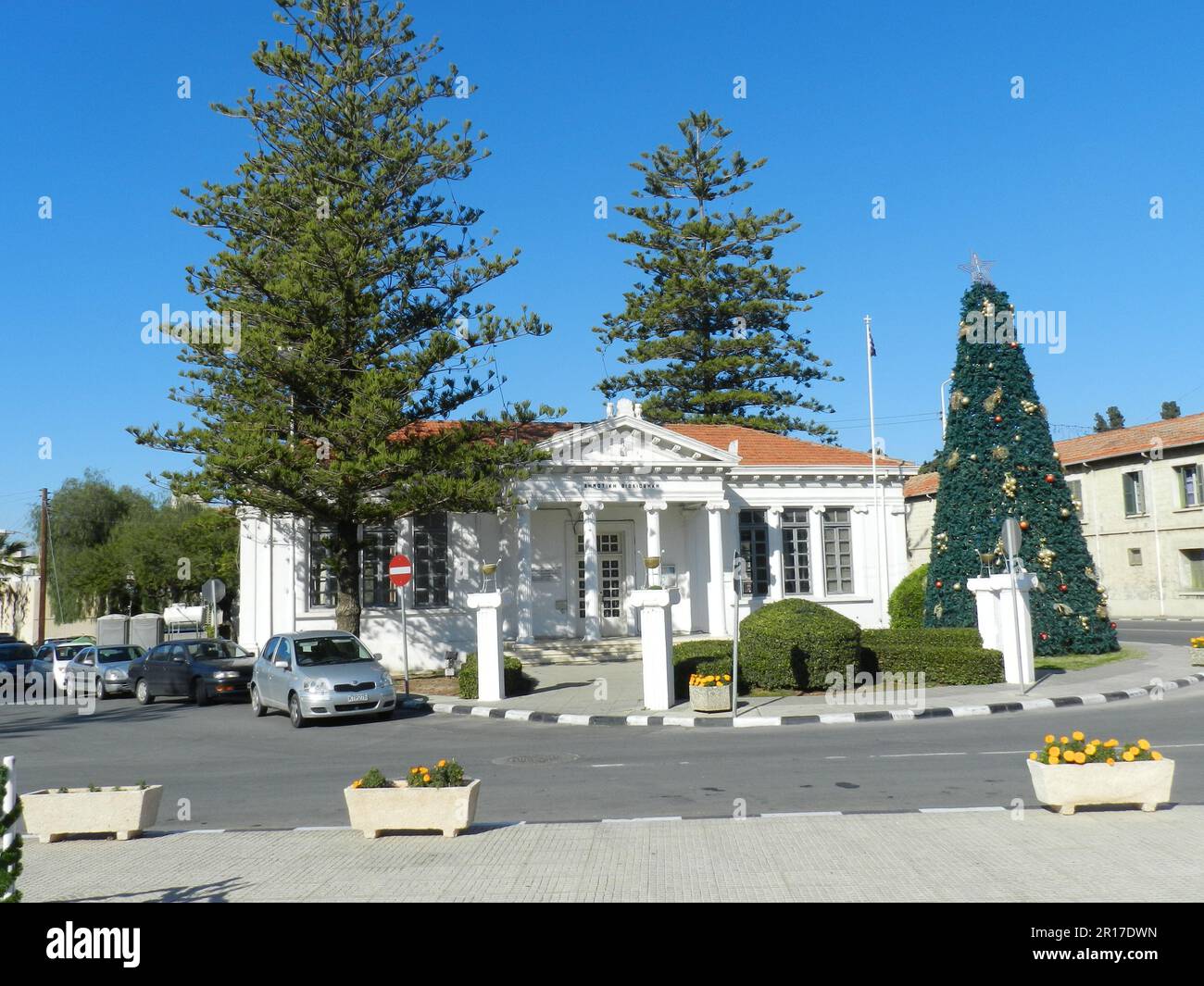Cyprus, Paphos: the colonial-style library building in Ktima, with ...