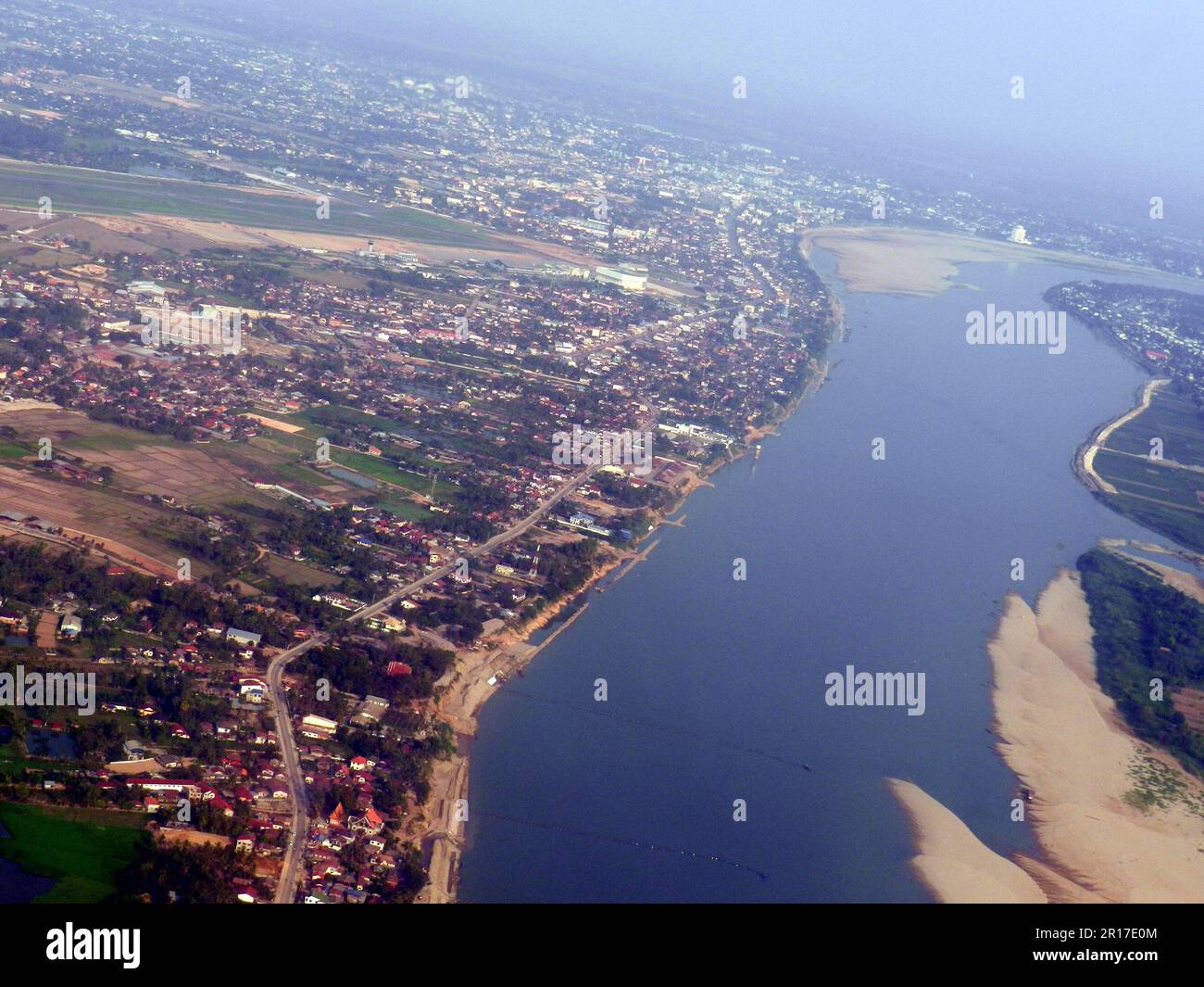 Laos, Vientiane: aerial view of Vientiane and the River Mekong Stock Photo - Alamy