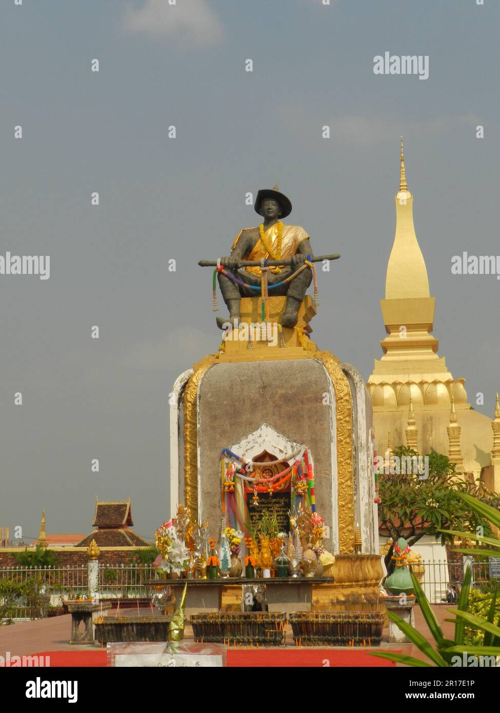 Laos, Vientiane: statue of King Setthathitath, founder of Pha That ...