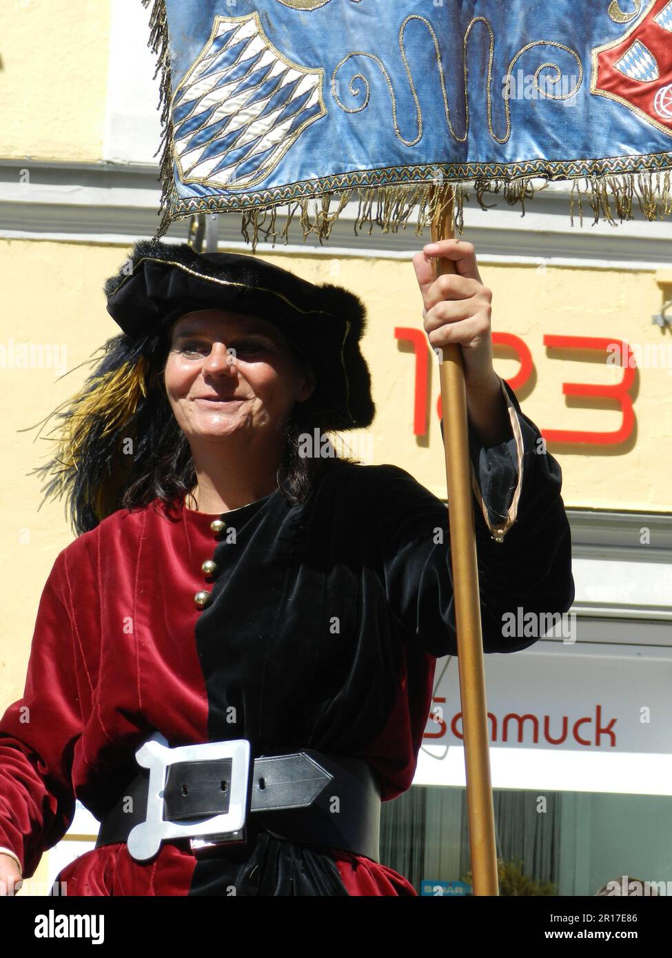 Germany, Upper Bavaria, Straubing: 7 km. long costumed procession ...