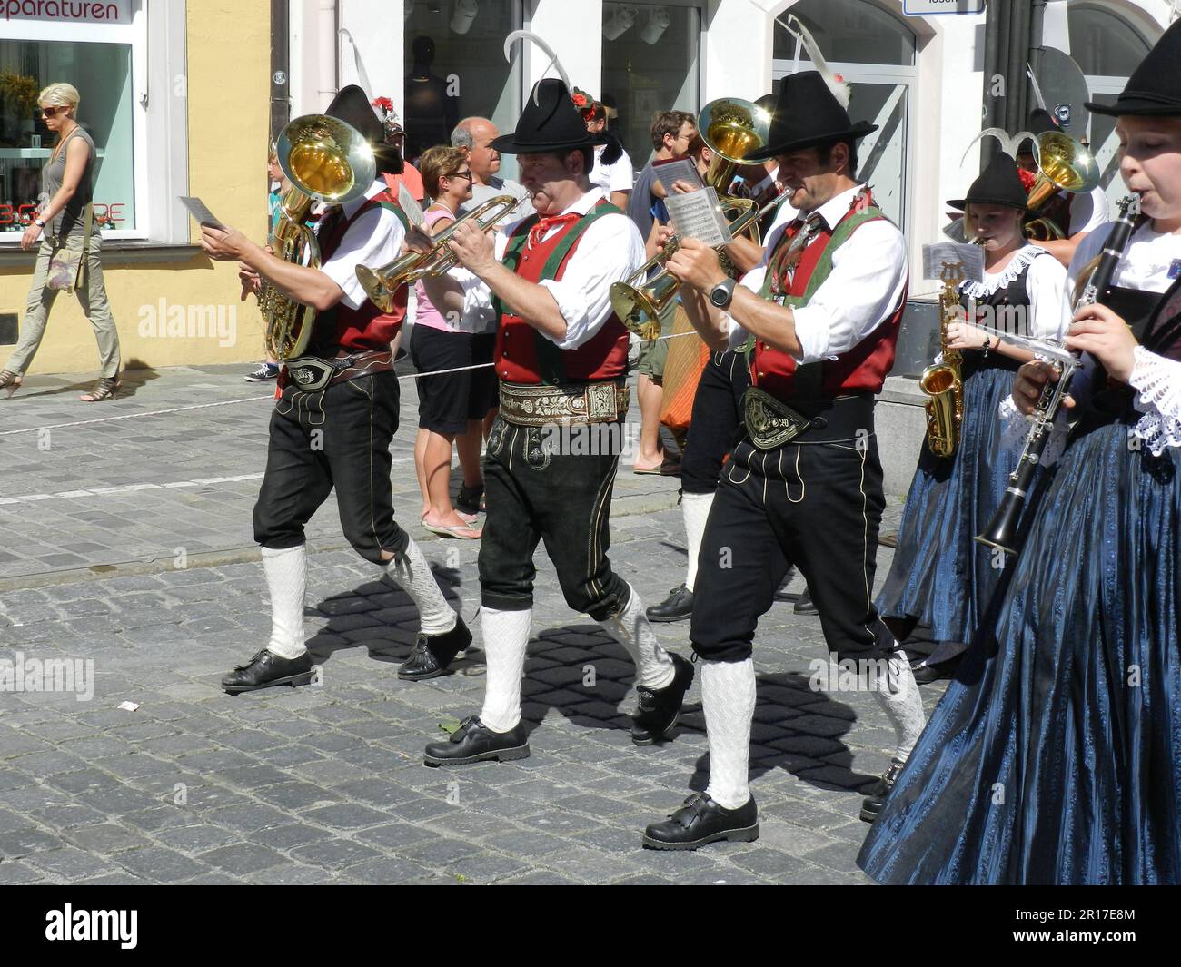 Germany, Upper Bavaria, Straubing: 7 km. long costumed procession ...