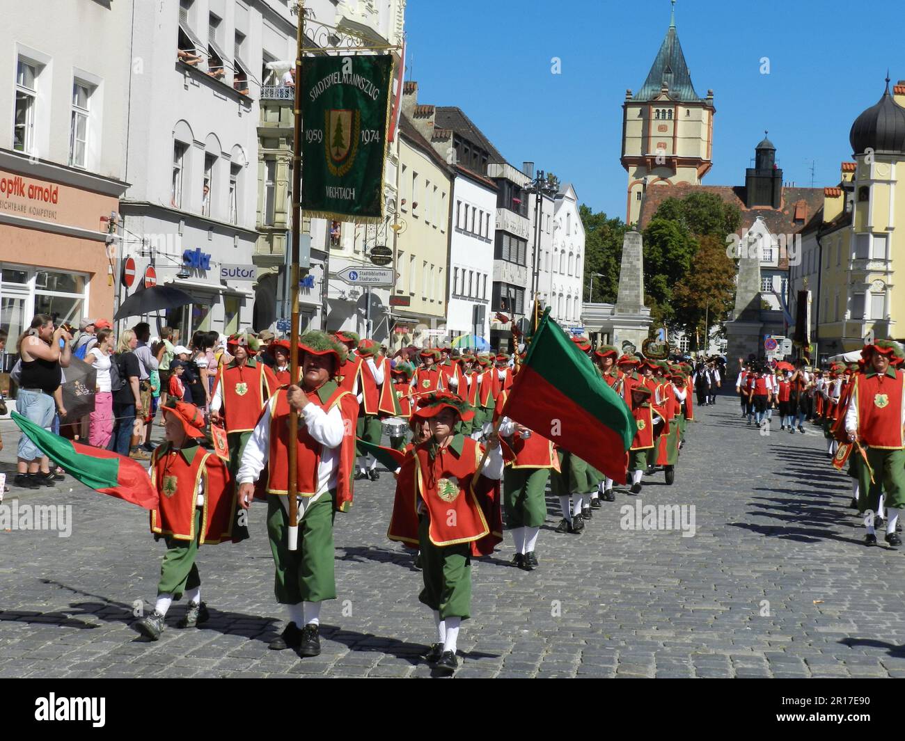 Germany, Upper Bavaria, Straubing: 7 km. long costumed procession ...