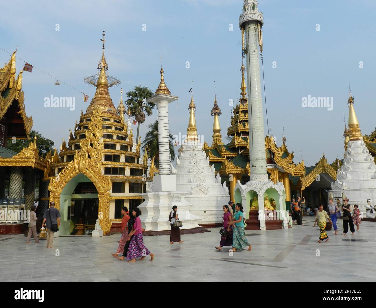 Myanmar, Yangon: some of the hundreds of shrines on the platform of ...