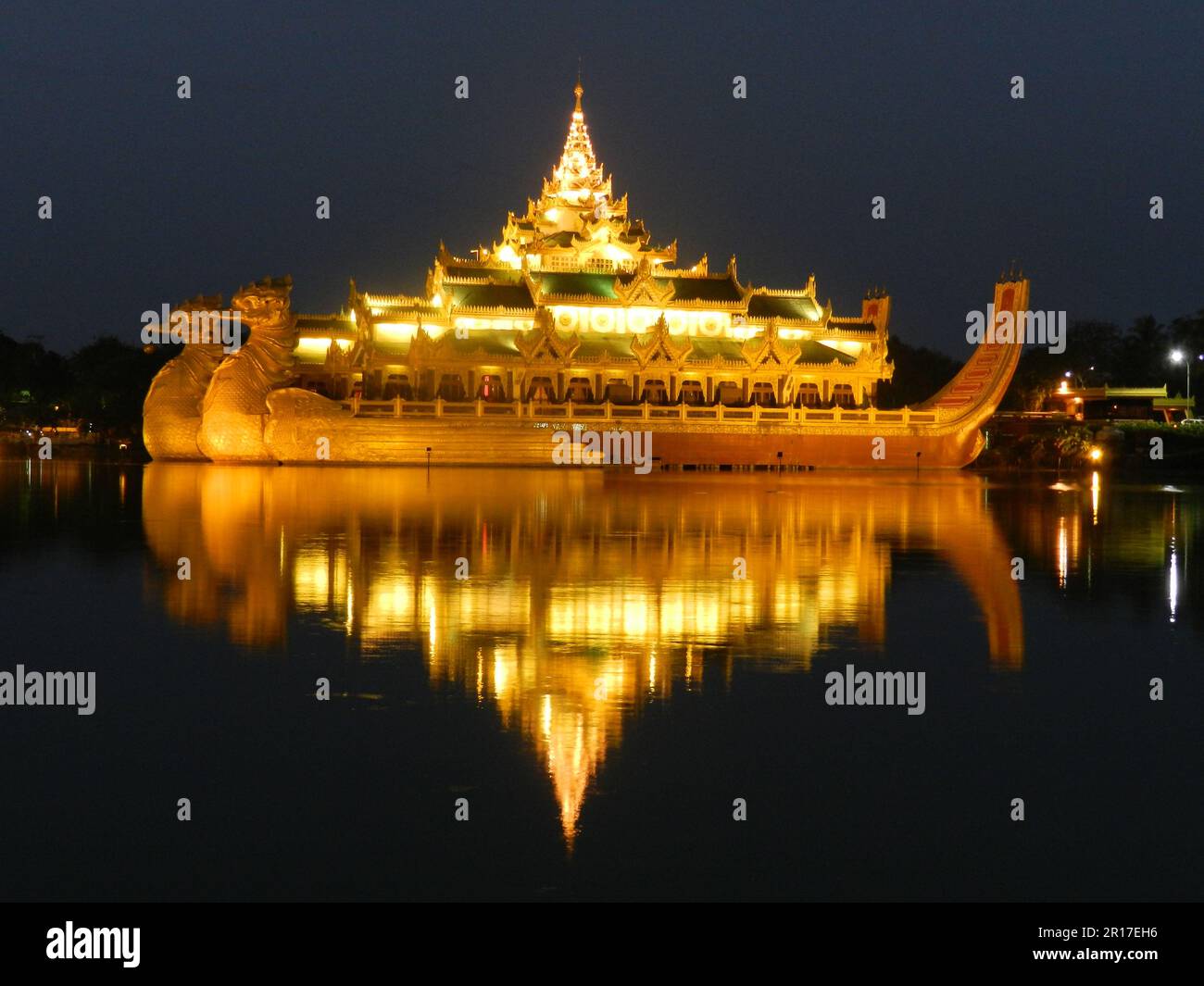 Myanmar, Yangon: floating Shin Upagot Shrine on Lake Kandawgyi ...