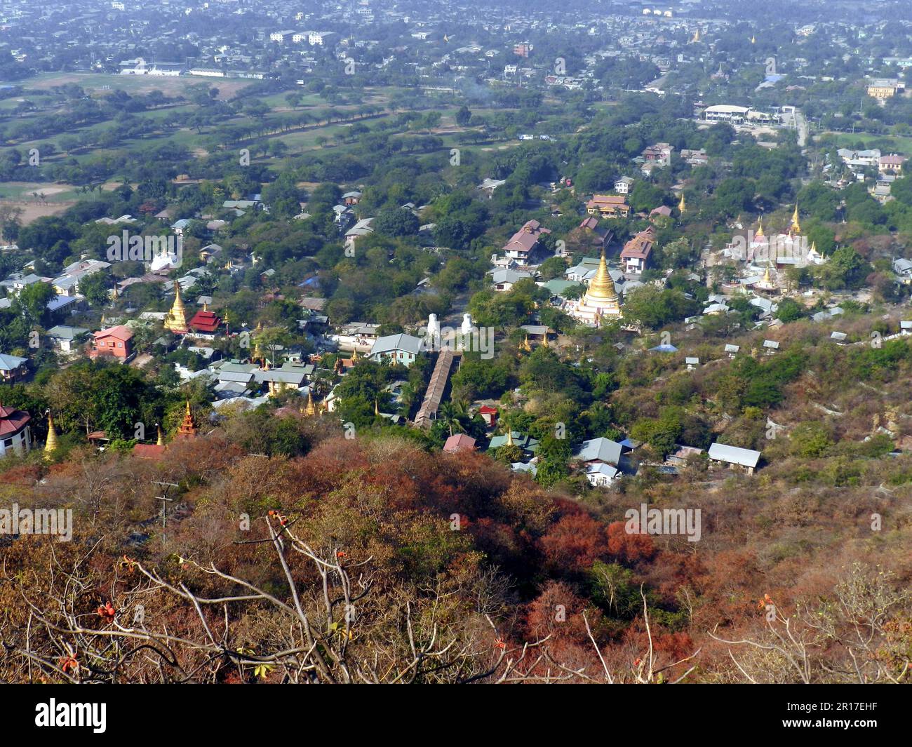 Myanmar, Mandalay: view from the top of Mandalay Hill, 240 metres high ...