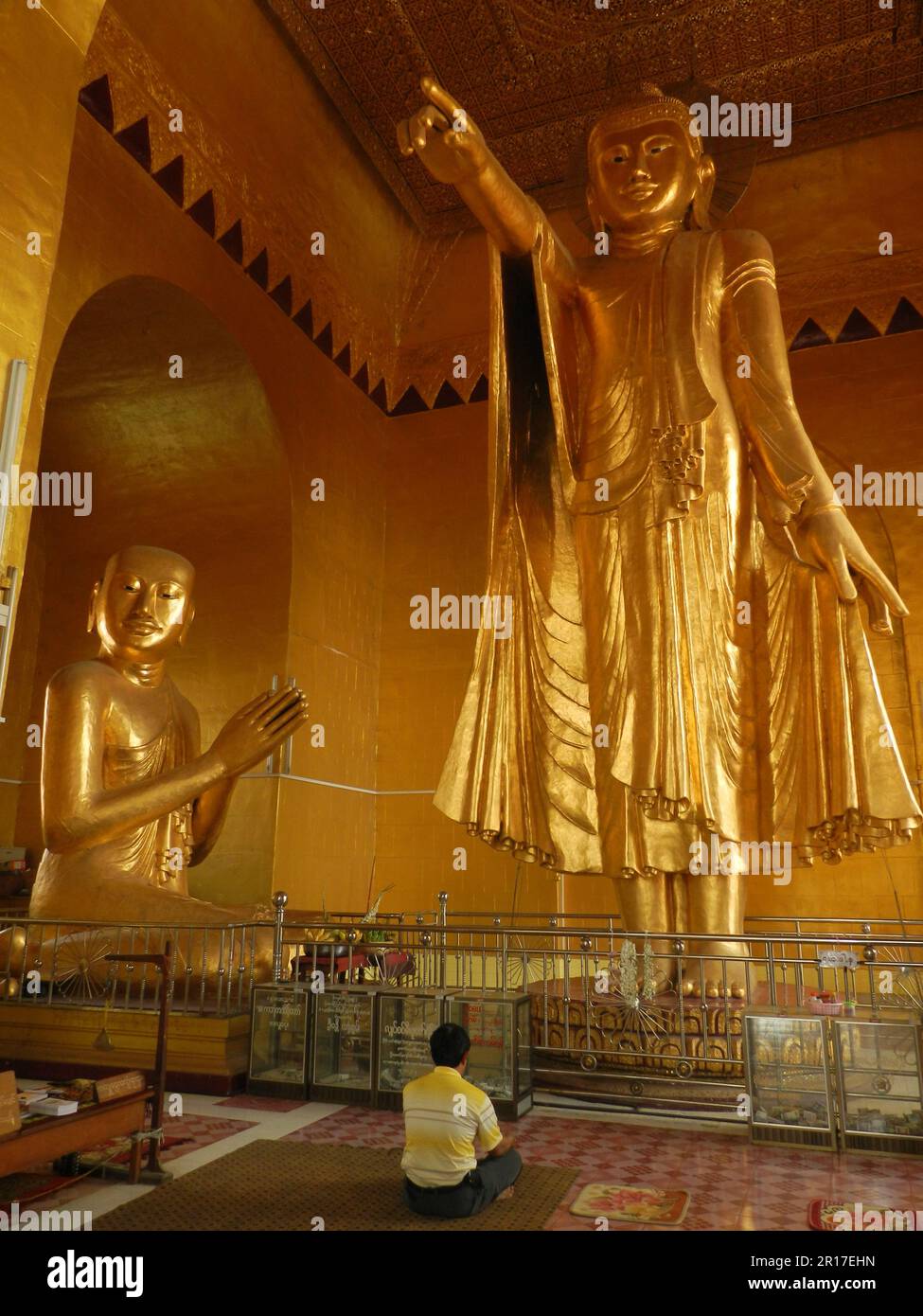 Myanmar, Mandalay: pointing, standing Buddha (Shweyattaw Buddha) in the ...