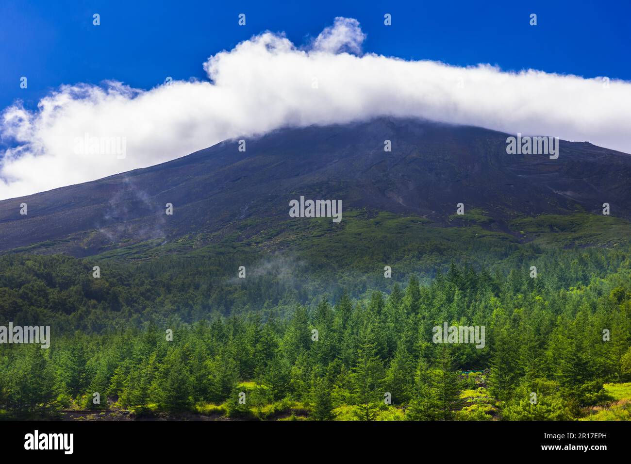 The summit of Mount Fuji viewed from the fifth station of Mount Fuji ...