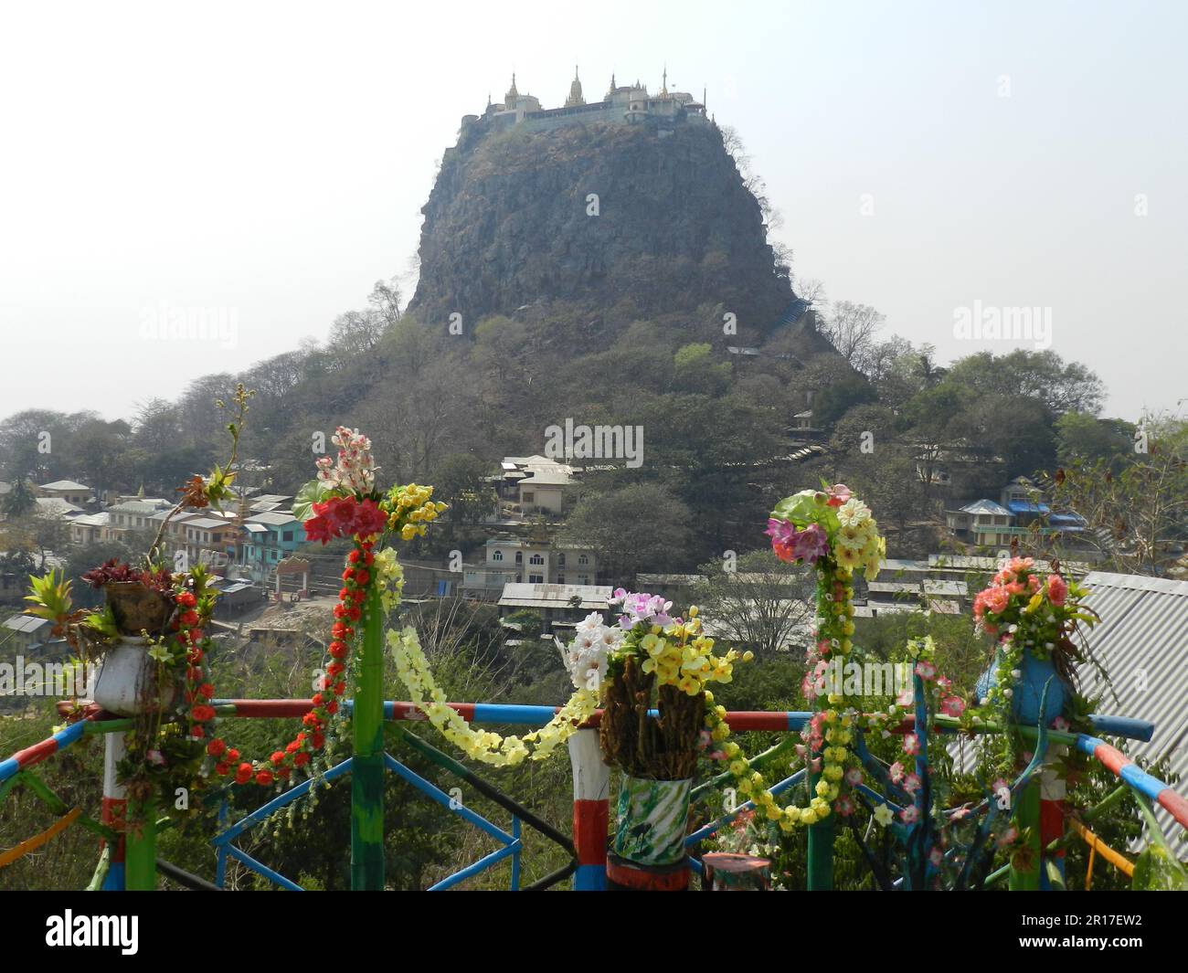 Myanmar, Bagan: view of Mount Popa (737 metres above Bagan Plain) from ...