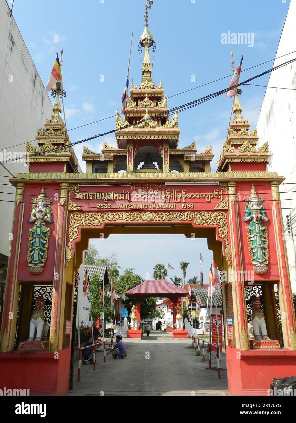 Thailand, Chiang Mai: colourful entrance to the Myanmar Buddhist Temple, Wat Sai Moon Stock ...