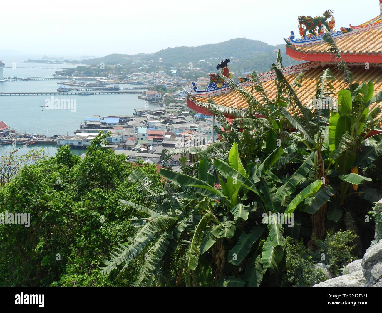 Thailand, Chonburi, Ko Si Chang Island: view of the harbour from a ...