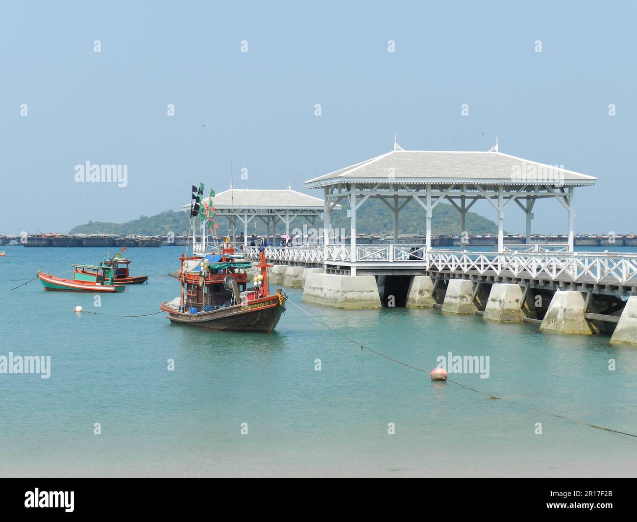 Thailand, Chonburi, Ko Si Chang Island: Asdang Pier and fishing boats ...