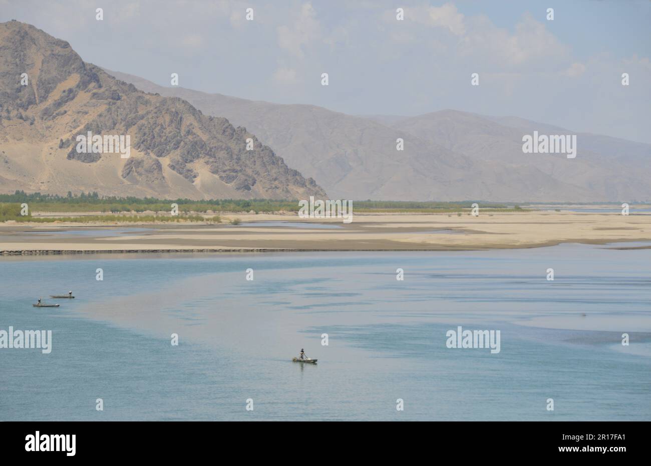 People's Republic of China, Tibet: fishing boats on the Yarlung Tsangpo ...