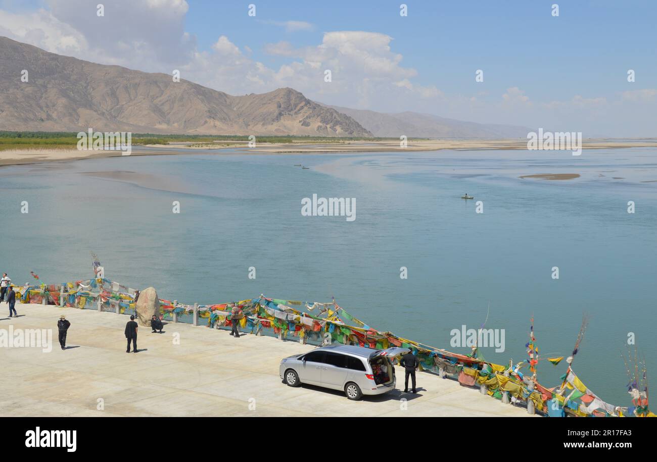 People's Republic of China, Tibet: a lookout terrace on the Yarlung ...
