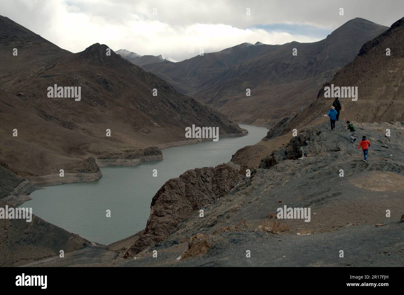 People's Republic of China, Tibet: dammed river Nyang Chhu, approaching ...