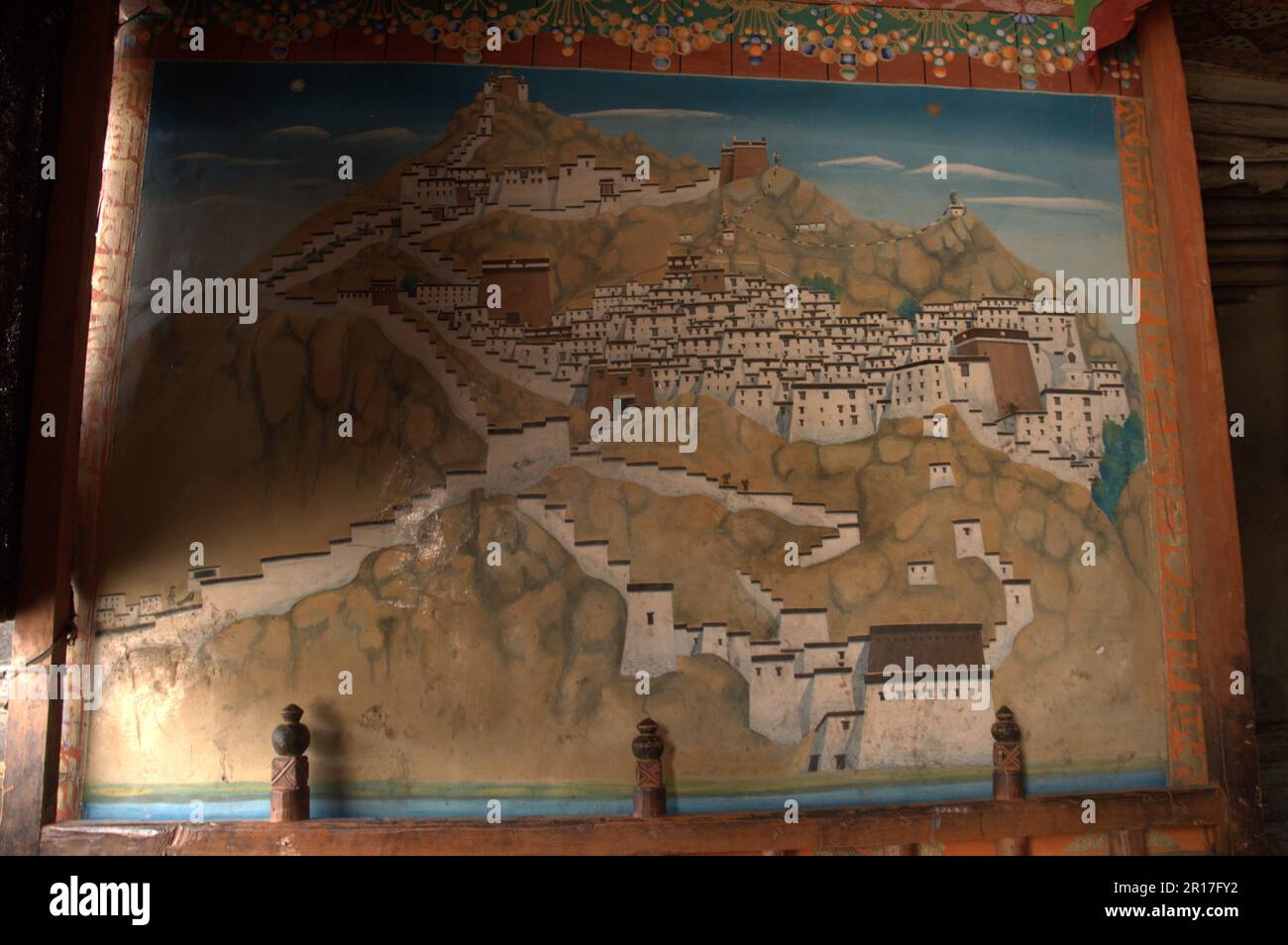 People's Republic of China, Tibet: mural showing Shegar/Shekar Chode ...